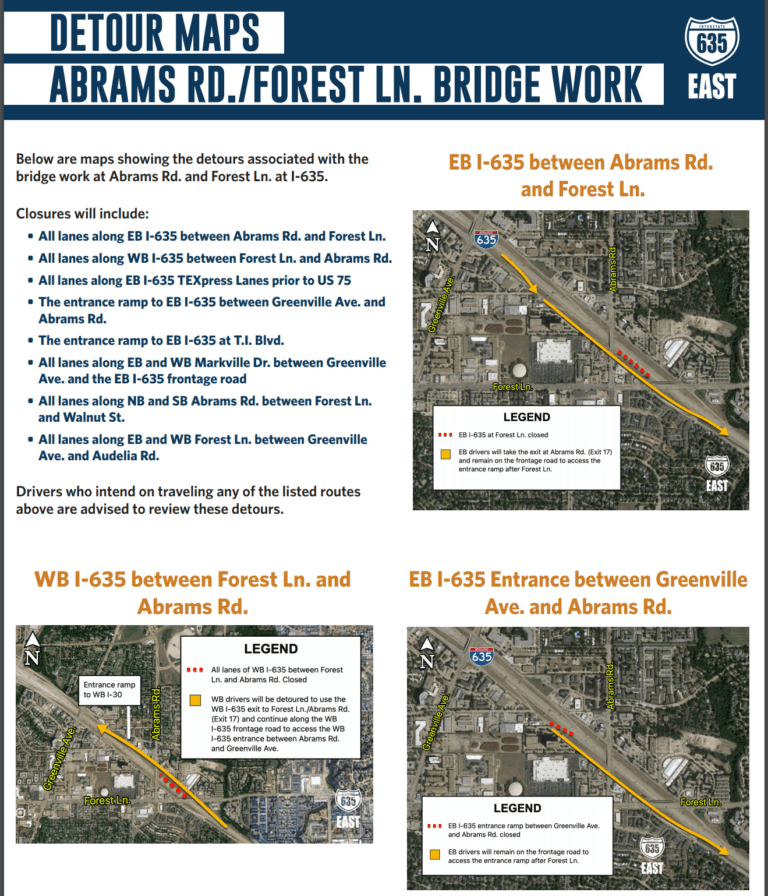 RESCHEDULED: Full I-635 Mainlane Closures between Forest Ln and Abrams ...