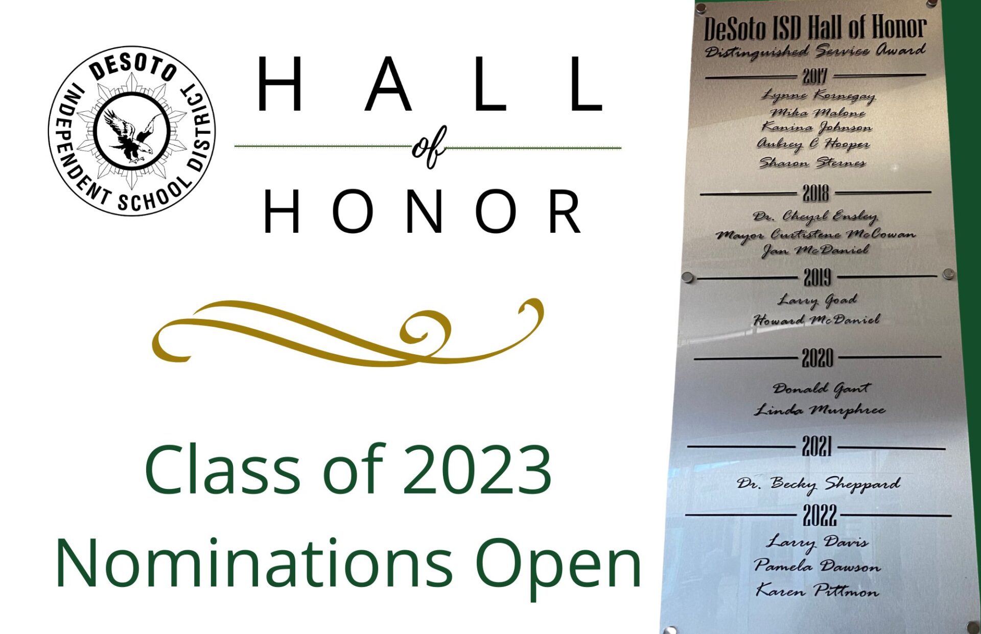 Nominations are now open for the DeSoto ISD Hall of Honor Class of 2023 ...