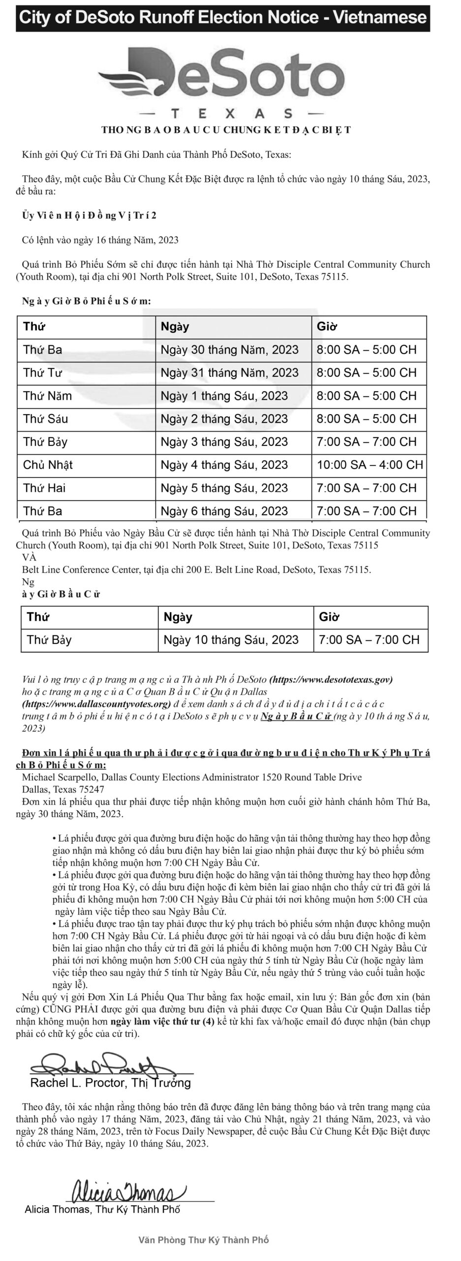 DeSoto Notice of Runoff Election ORDINANCE 2320-23 - Focus Daily News