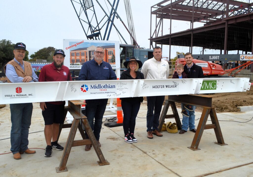 Midlothian Marks City Hall and Library Construction Progress with Beam ...